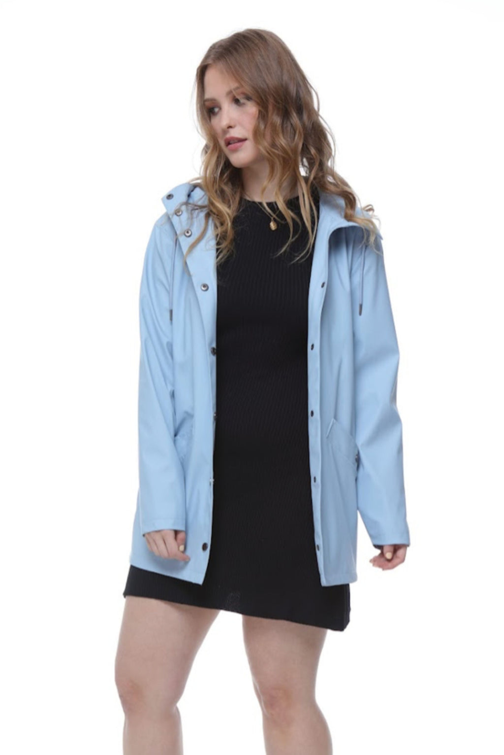 Stylish Blue Hooded Mac by Elle: Perfect Rainy Day Fashion with a Pop ...